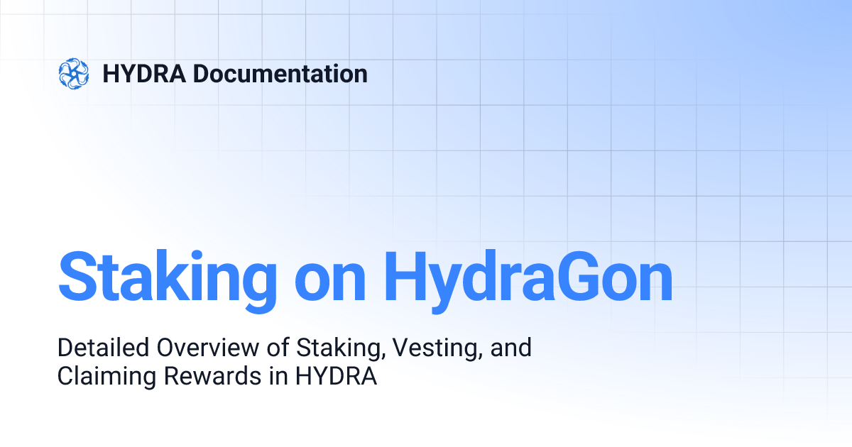 Staking on HydraGon | HYDRA Documentation